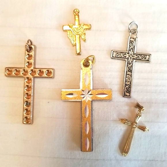 Jewelry | Vintage Silver Gold Cross Pendant Lot | Poshmark